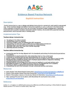 Explicit Instruction | Academic Alliance of South Carolina