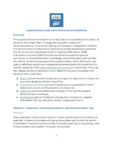 IEP Brief: Supplementary Aids and Services: Accommodations | Academic ...