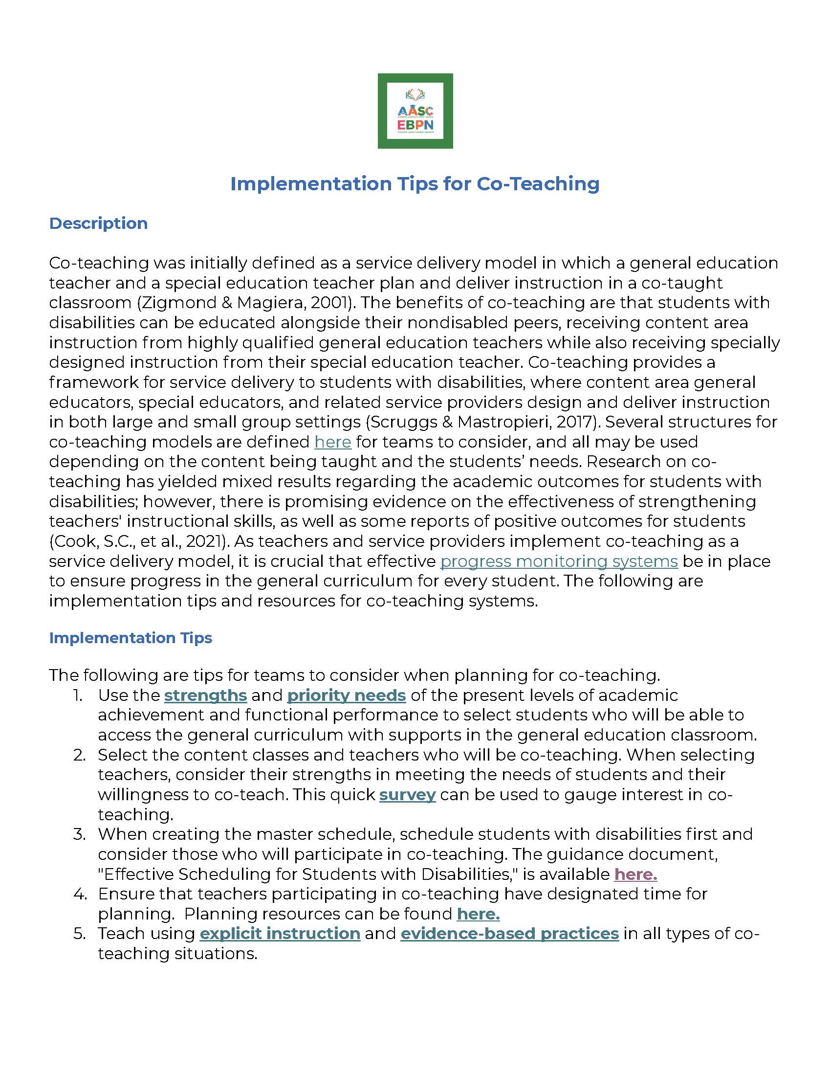 Implementation Tips for Co-Teaching | Academic Alliance of South Carolina